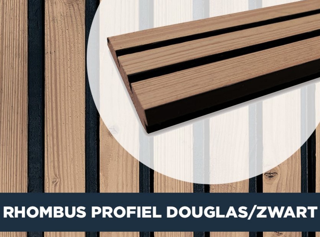 Douglas Trio Rhombus | zwarte kern | 25×140 mm | Zeeland Tuinmaterialen BV