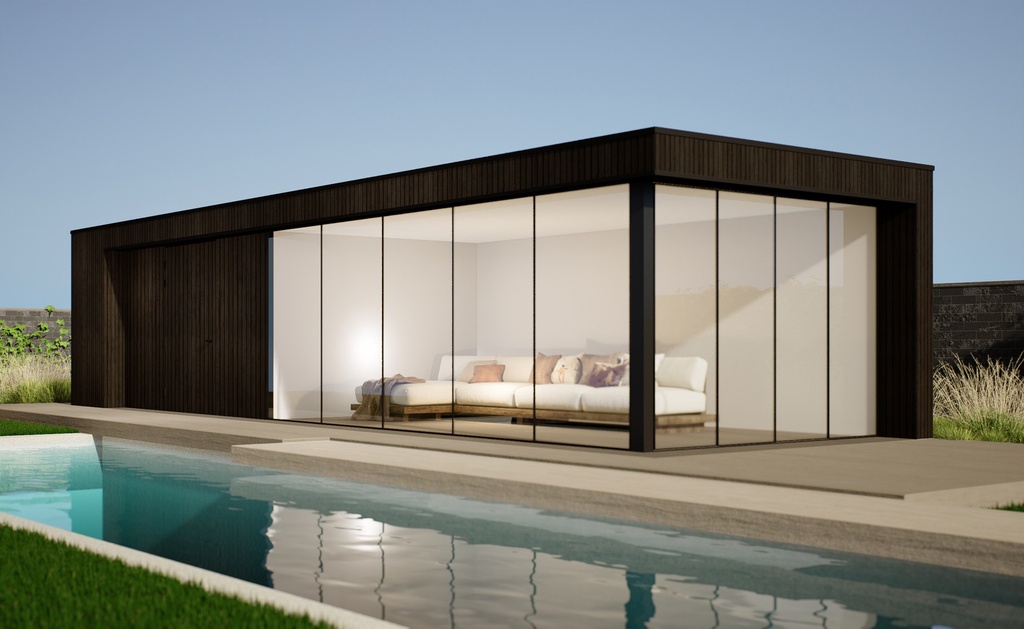 Poolhouse Modern | 985 x 420cm met berging | Zeeland Tuinmaterialen BV